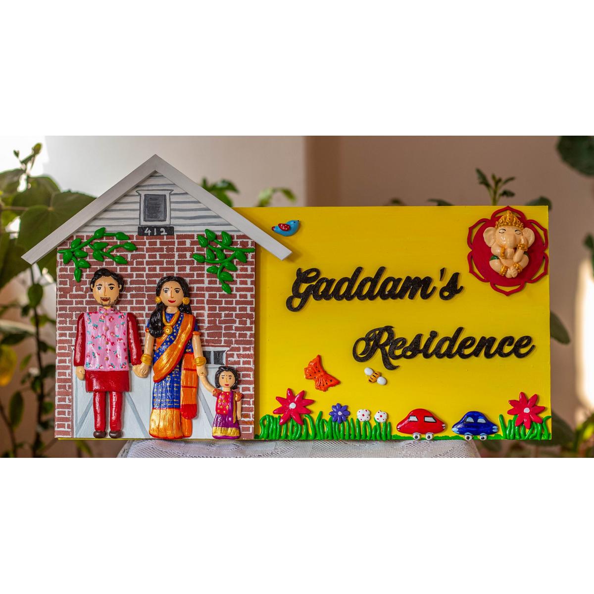 Personalized Hut-Shaped Family Nameplate .Welcome Your Home