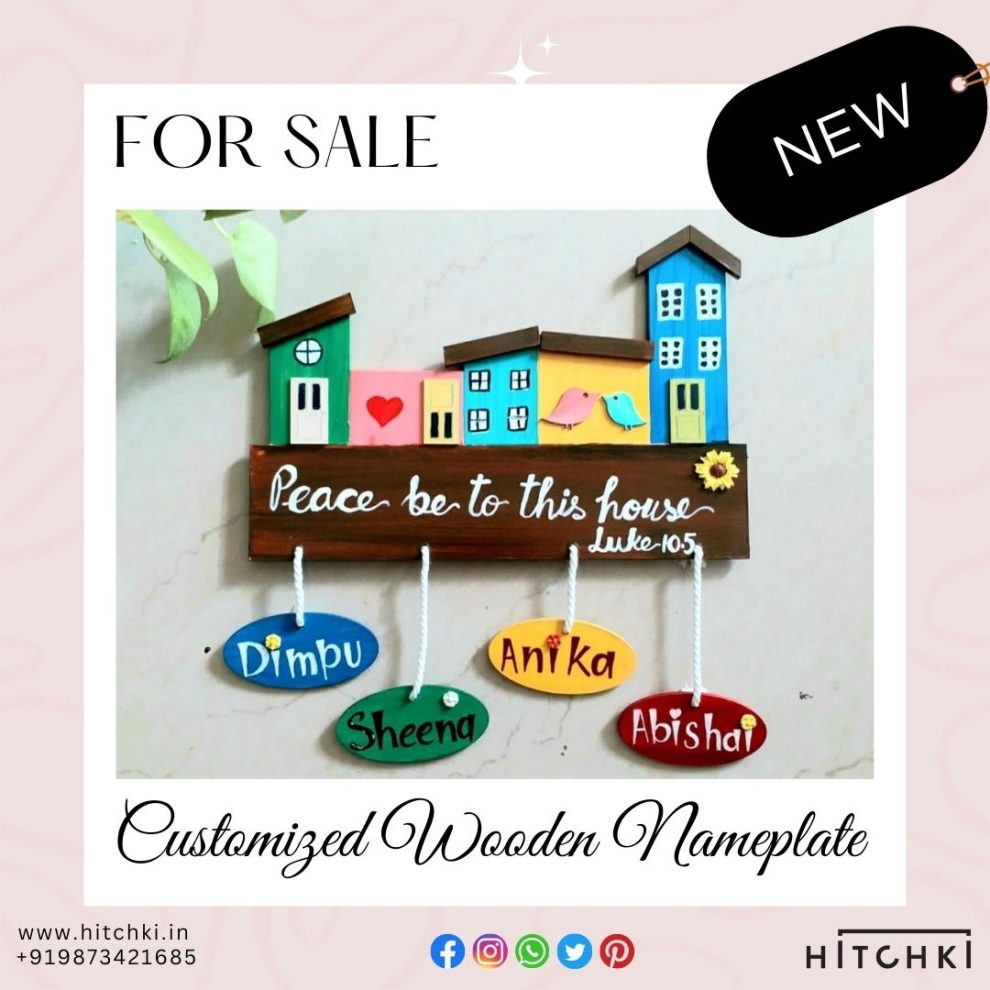 Customized Wooden Name Plate for Your Home – Handcrafted