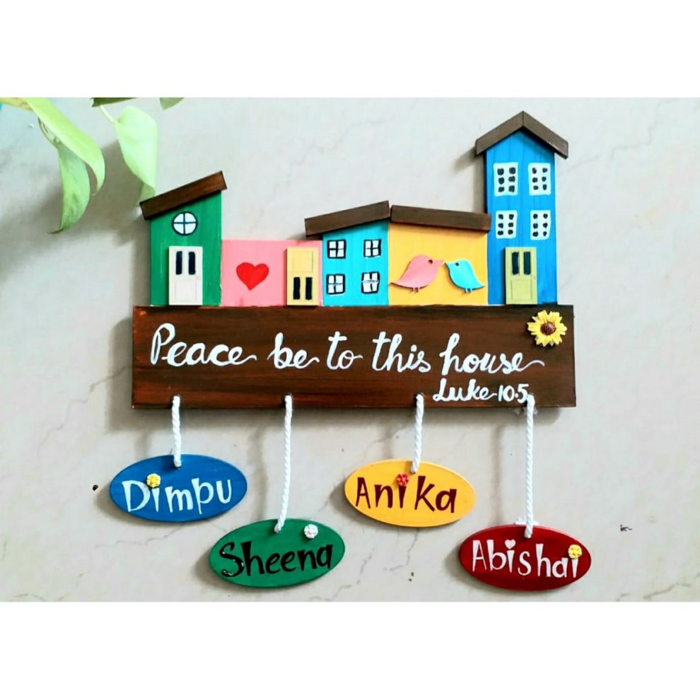Customized Wooden Name Plate for Your Home – Handcrafted