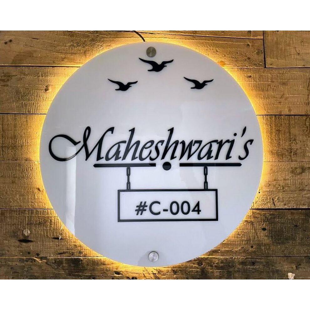 Designer Acrylic Waterproof LED Name Plate Customized