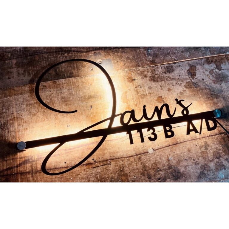 Metal CNC Laser Cut LED Home Name Plate | Customized