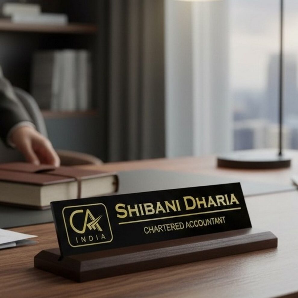 Personalized Wooden Acrylic Desk Nameplate for CA