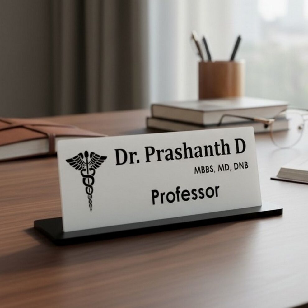 Elegant Desk Nameplate for Doctors | Dr. Prashanth D