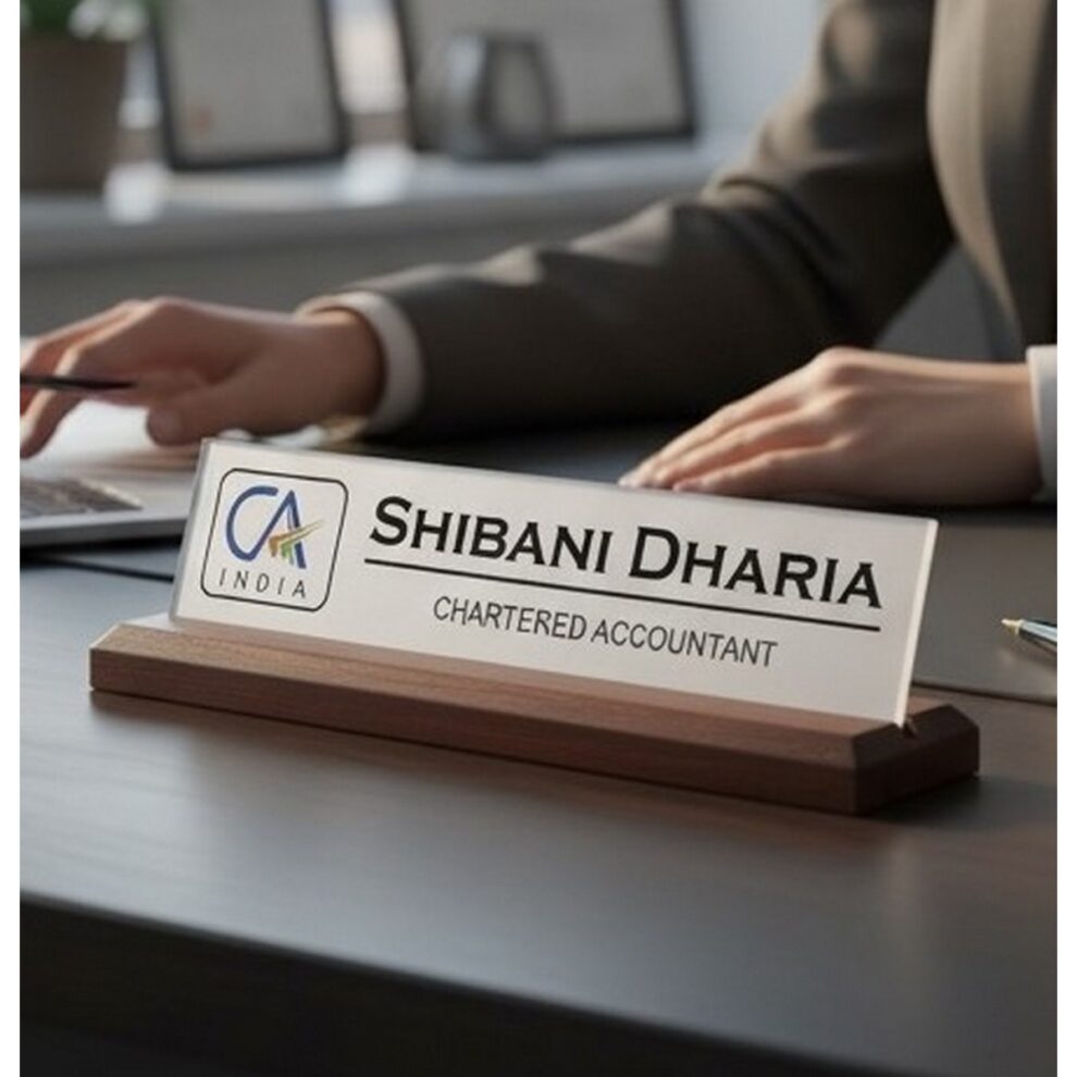 Wooden Name Plate for Office Table | Elegance in Simplicity