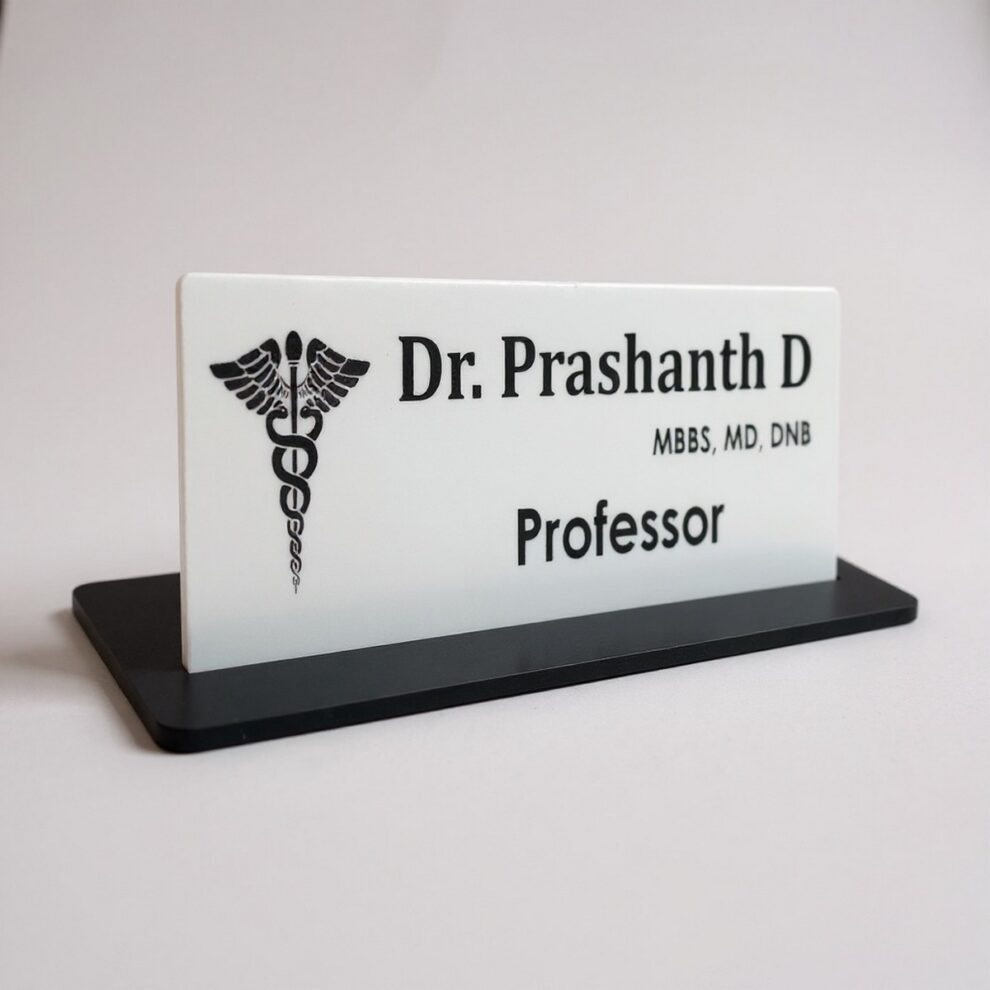 Elegant Desk Nameplate for Doctors | Dr. Prashanth D