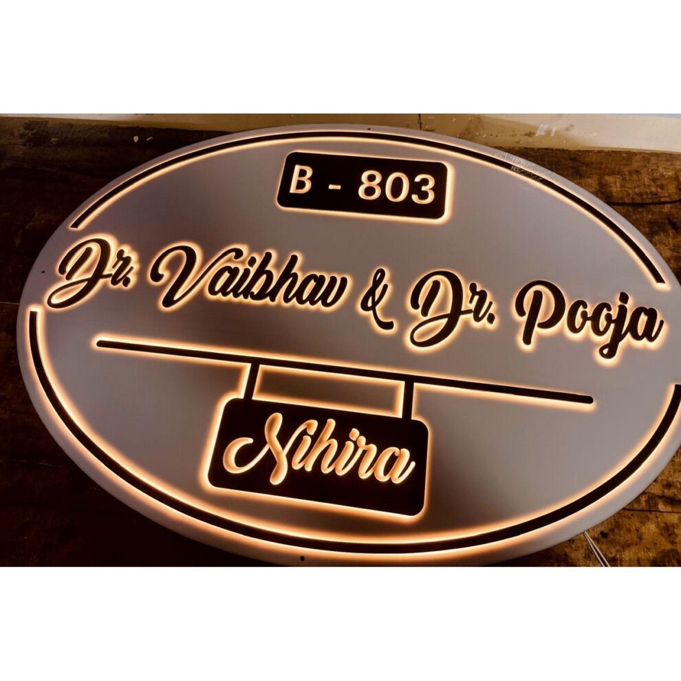Doctor Acrylic Waterproof LED Name Plate –Embossed Elegance