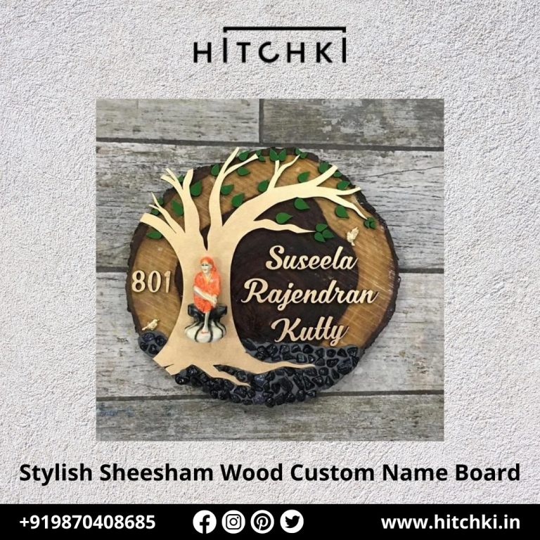 Stylish Custom Sheesham Wood Name Board | Elevate Your Home