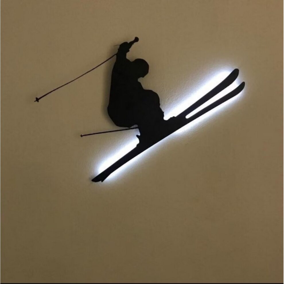 Skier Metal Wall Decor LED Sign | Transform Your Home