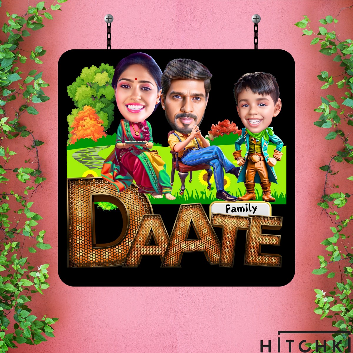 Family Caricature Name Plate – A Unique Welcome to Your Home