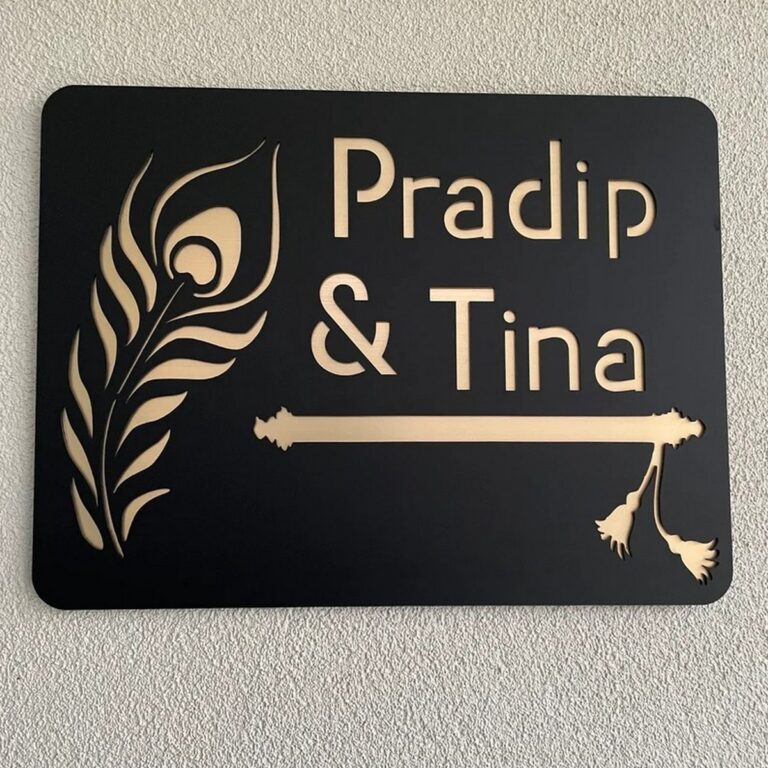 Krishna Flute Metal House Name Plate | Personalised