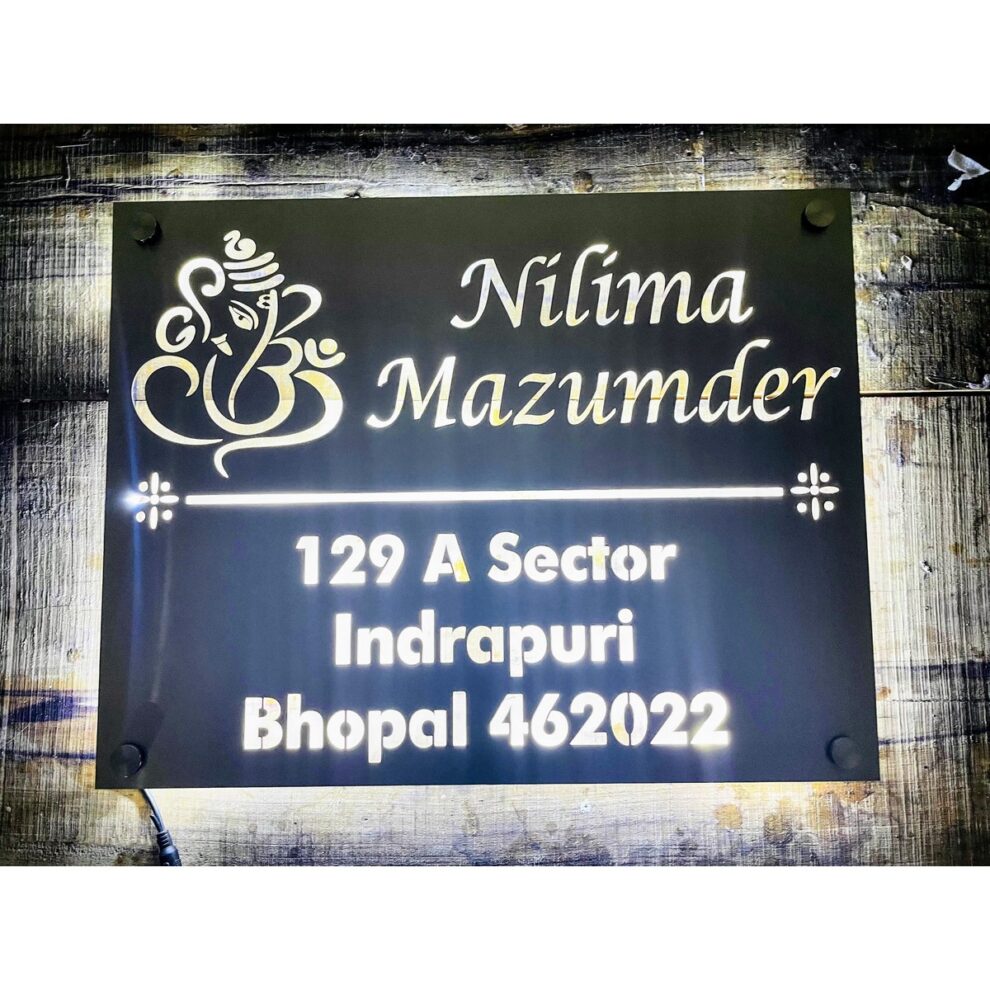 Ganesha Stainless Steel Led Villa Name Plate - SS 304