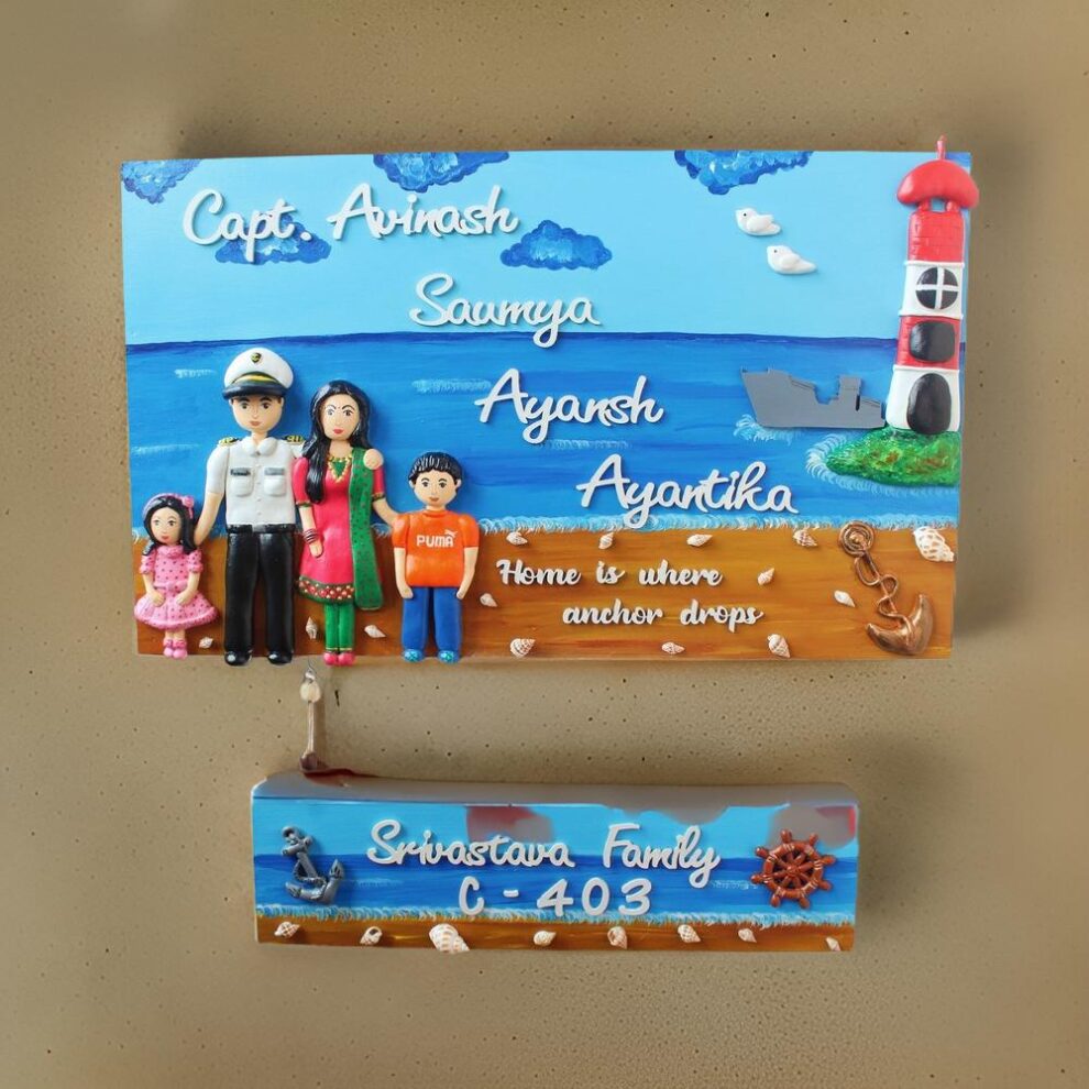 Indian Navy Themed Family Nameplate: Personalized Nameplate