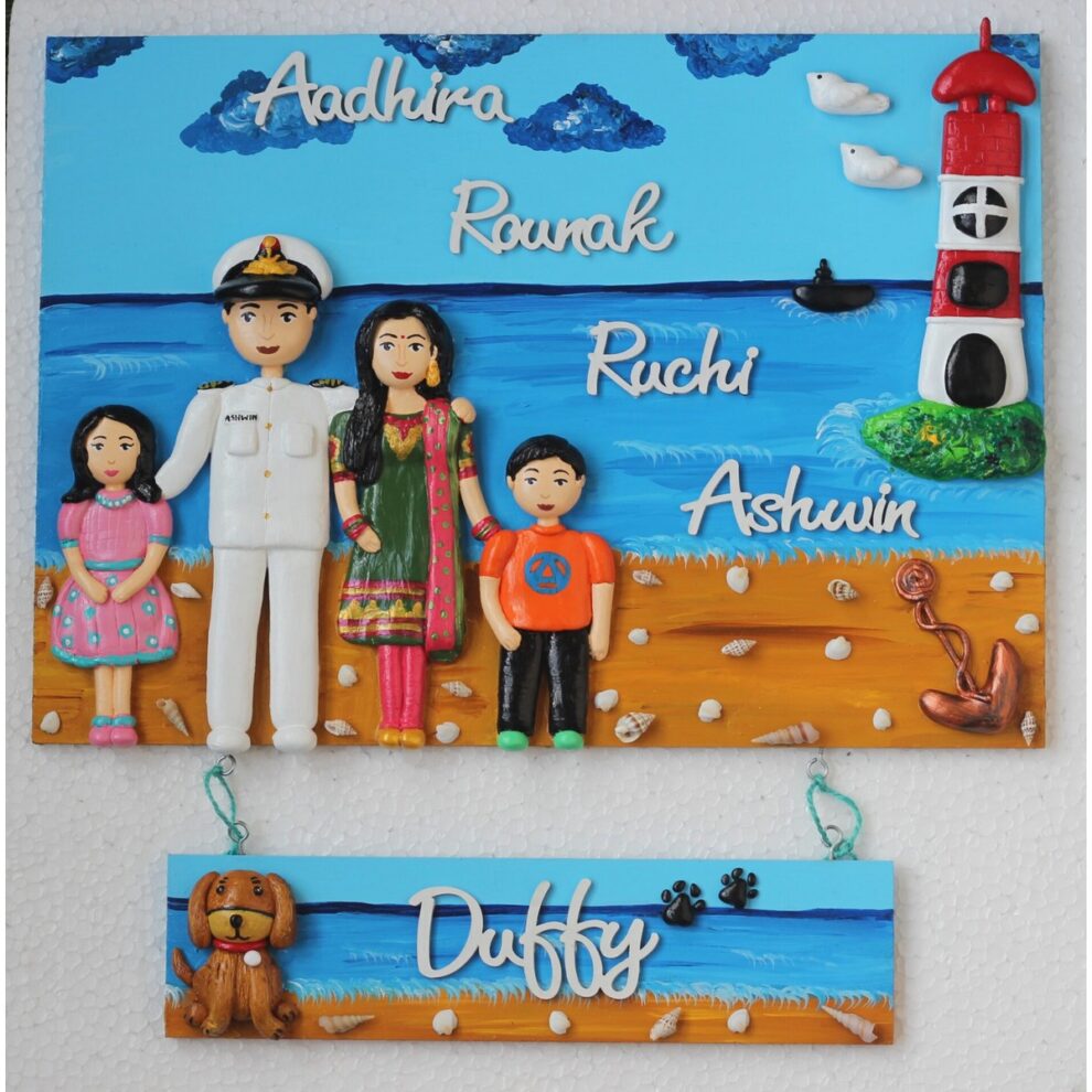 Indian Navy-Themed Hanging Family Nameplate | HITCHKI