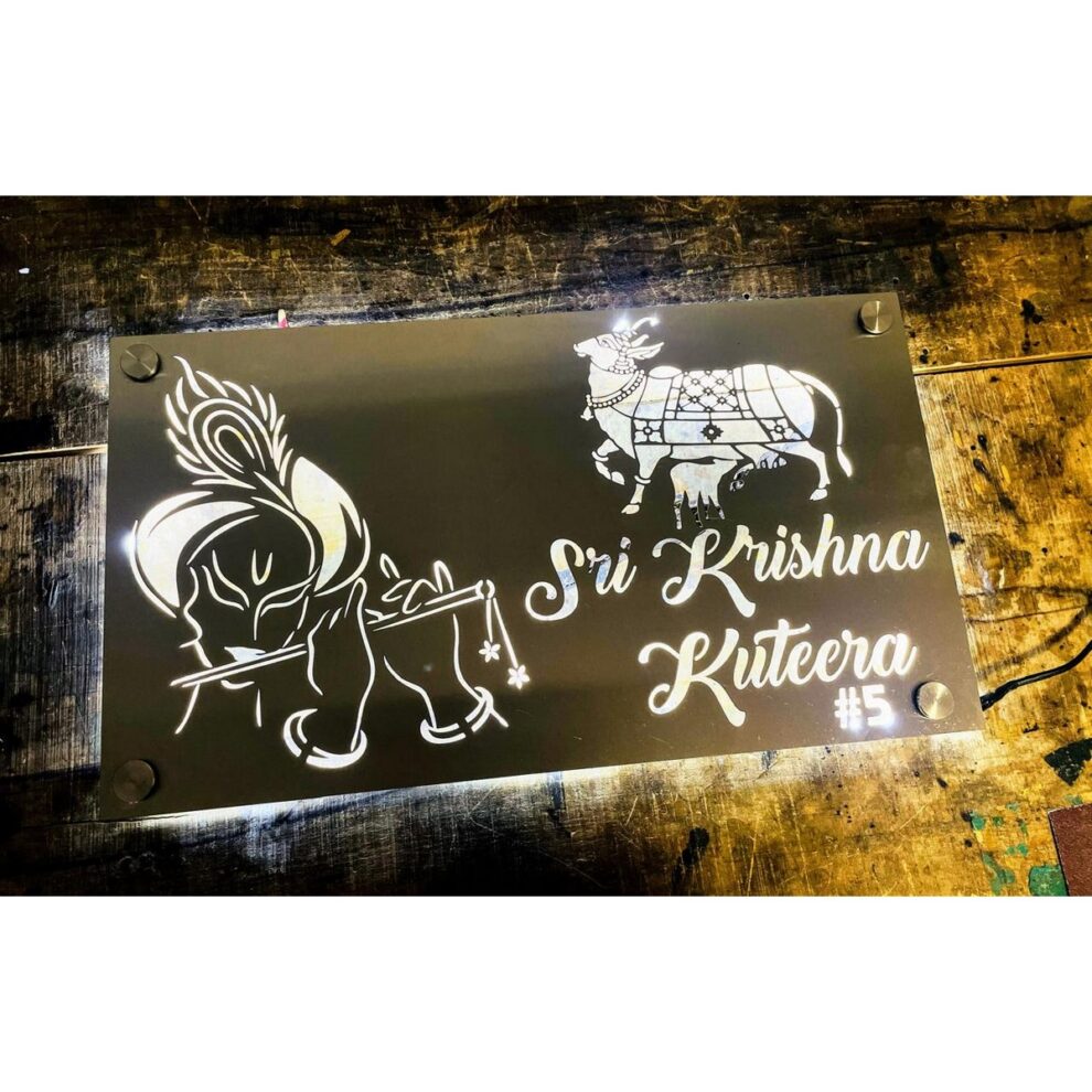 Stainless Steel House Led Name Plate | Krishna Design