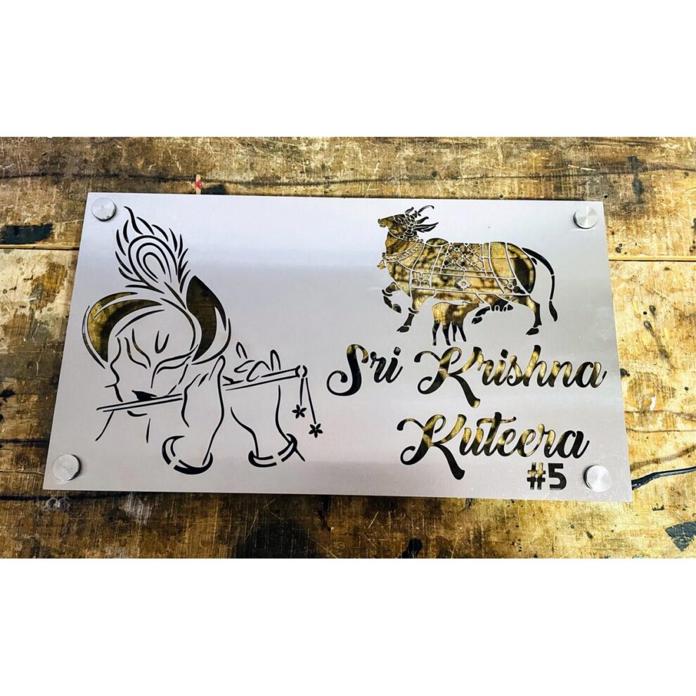 Stainless Steel House Led Name Plate | Krishna Design