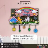 Unicorn and Rainbow Kids Name Plate | Magical Delight