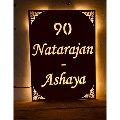 Metal Home LED Waterproof Name Plate - SS 304 Metal