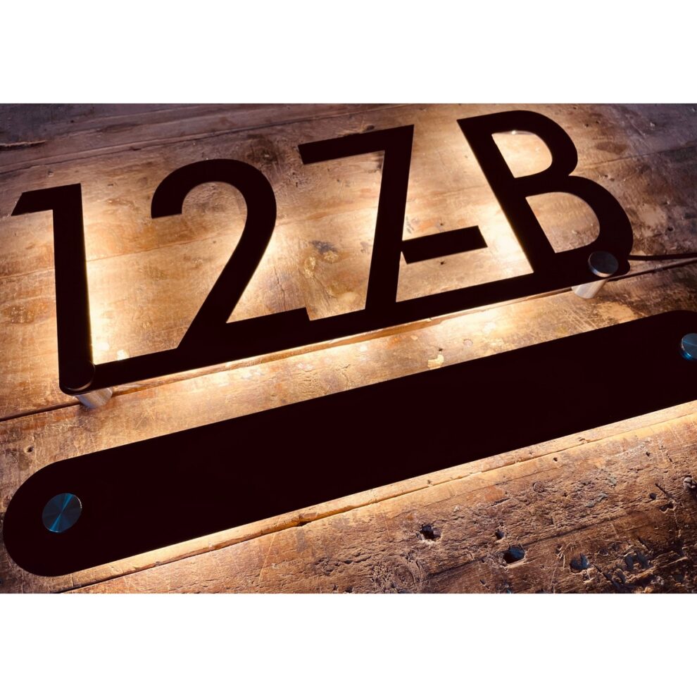 Metal LED Home Name Plate - warm white Leds