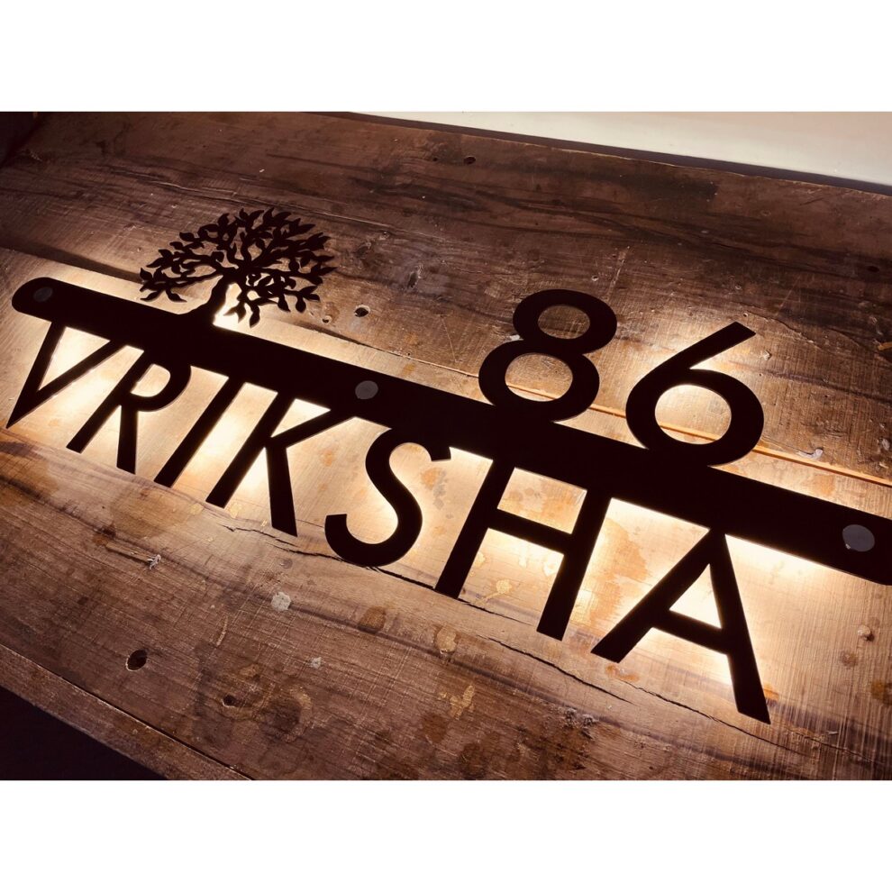 Metal LED Waterproof Customizable Name Plate - Tree Design