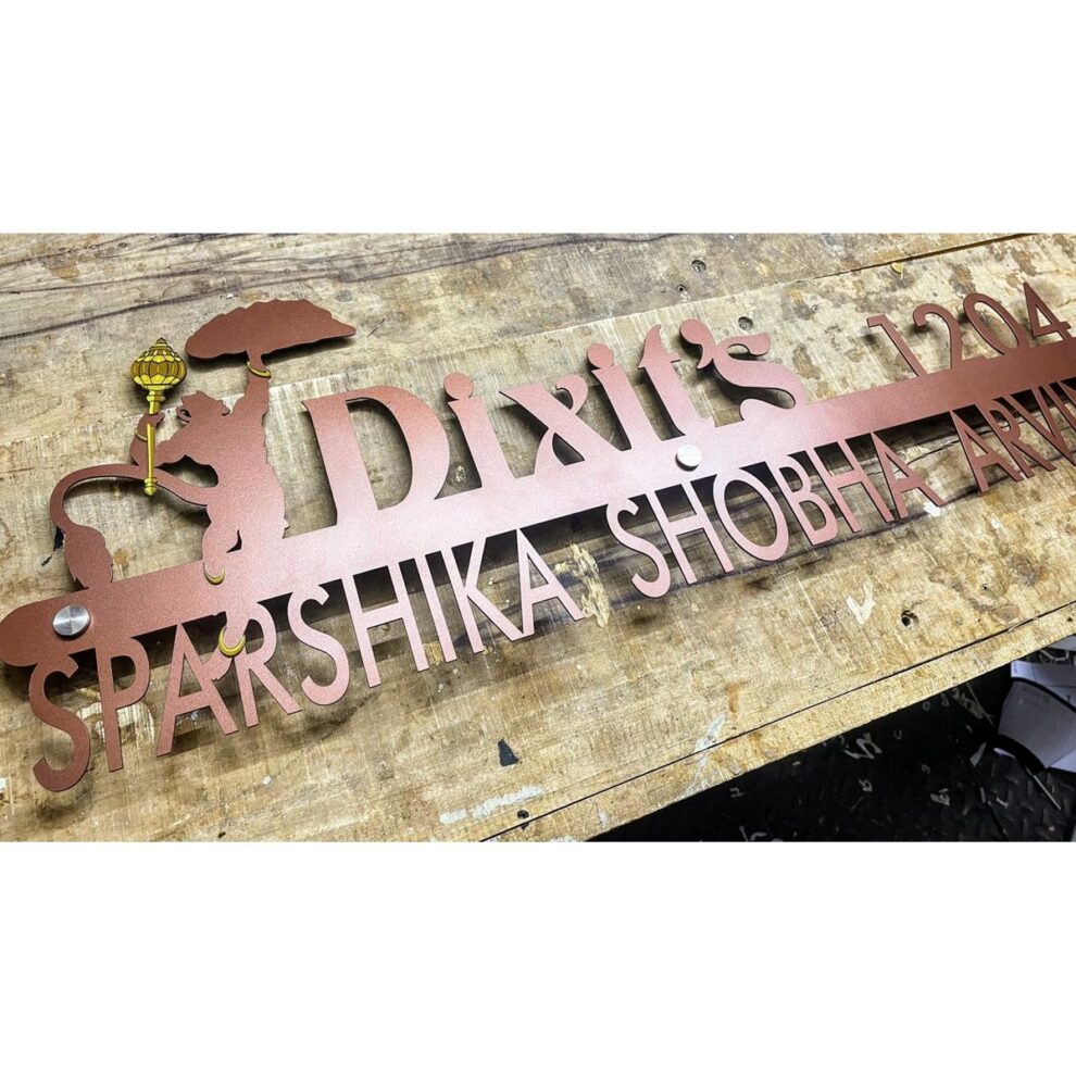 Metal LED Home Personalized Name Plate | Hanuman Ji Design