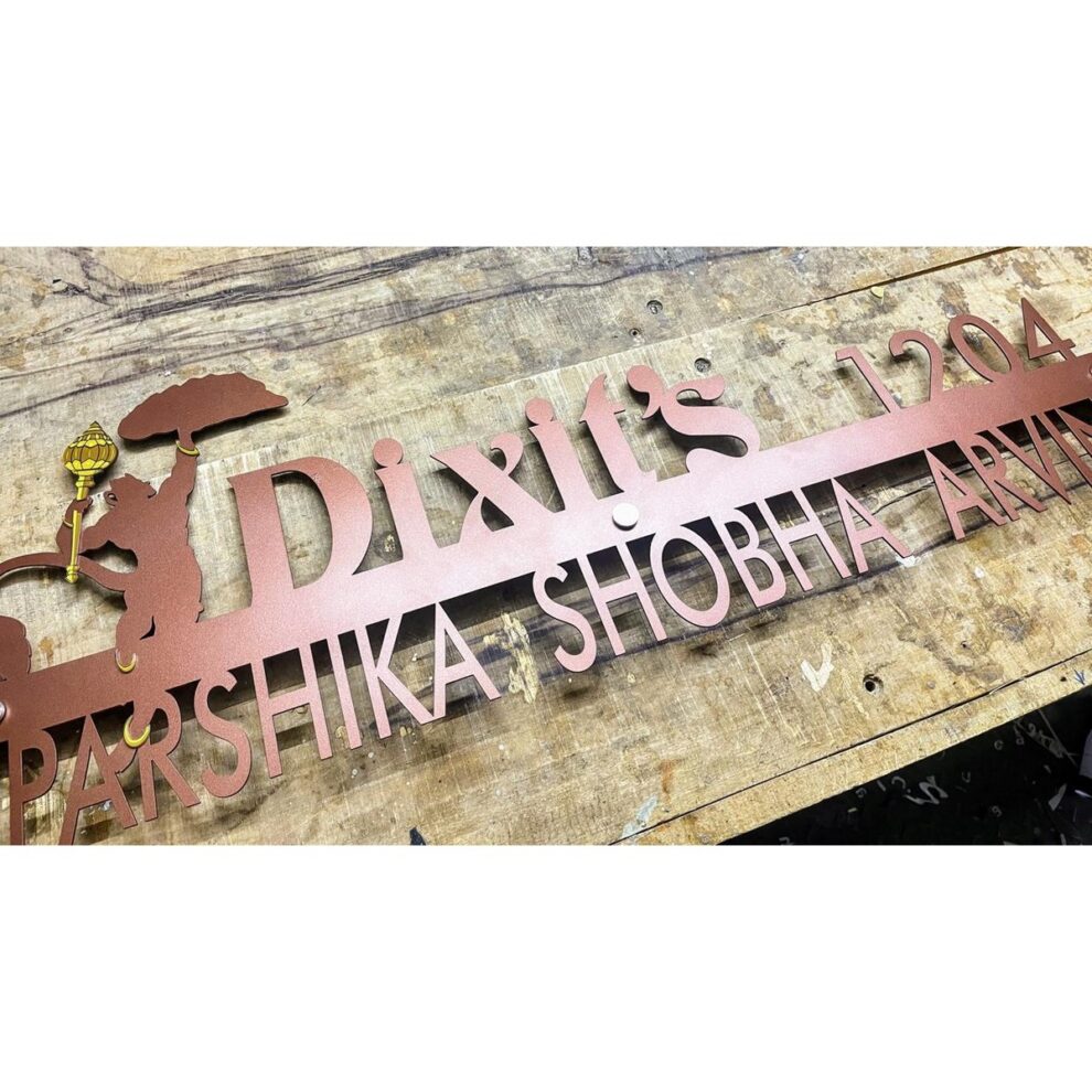 Metal LED Home Personalized Name Plate | Hanuman Ji Design
