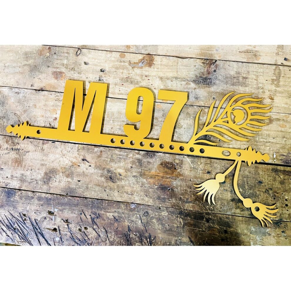 Metal Laser Cut Home Plate - Golden Matt Texture