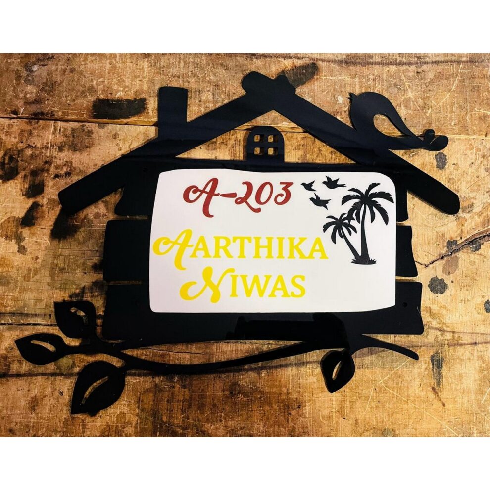 Multicolor Acrylic Hut Shape Name Plate | Customisable