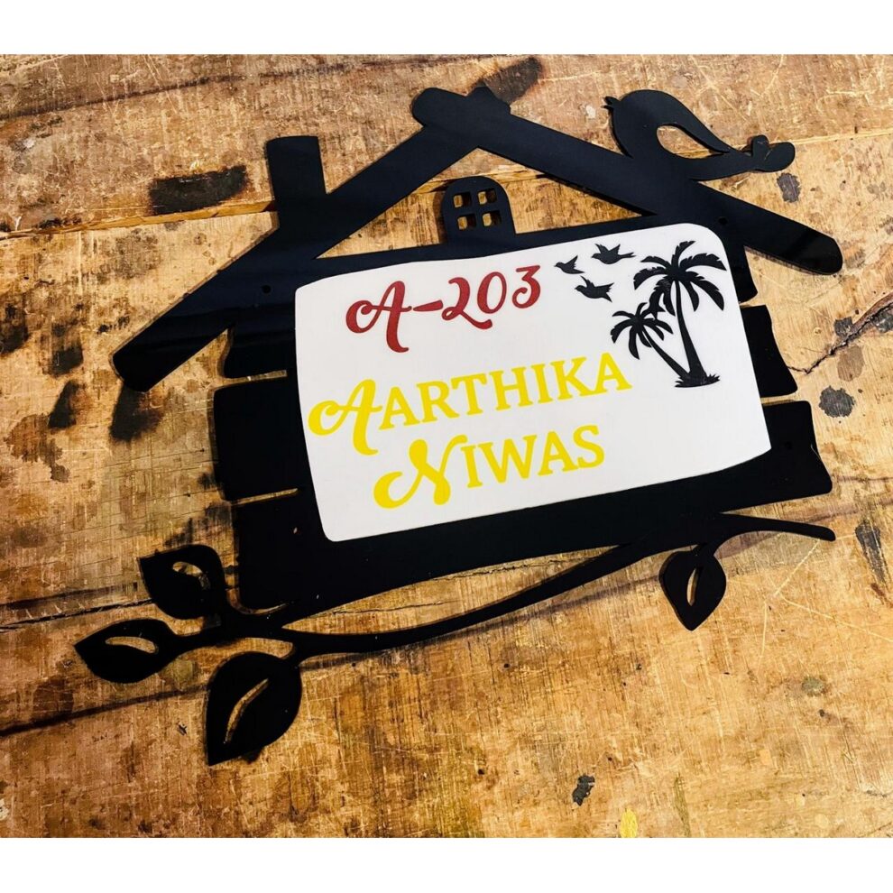 Multicolor Acrylic Hut Shape Name Plate | Customisable