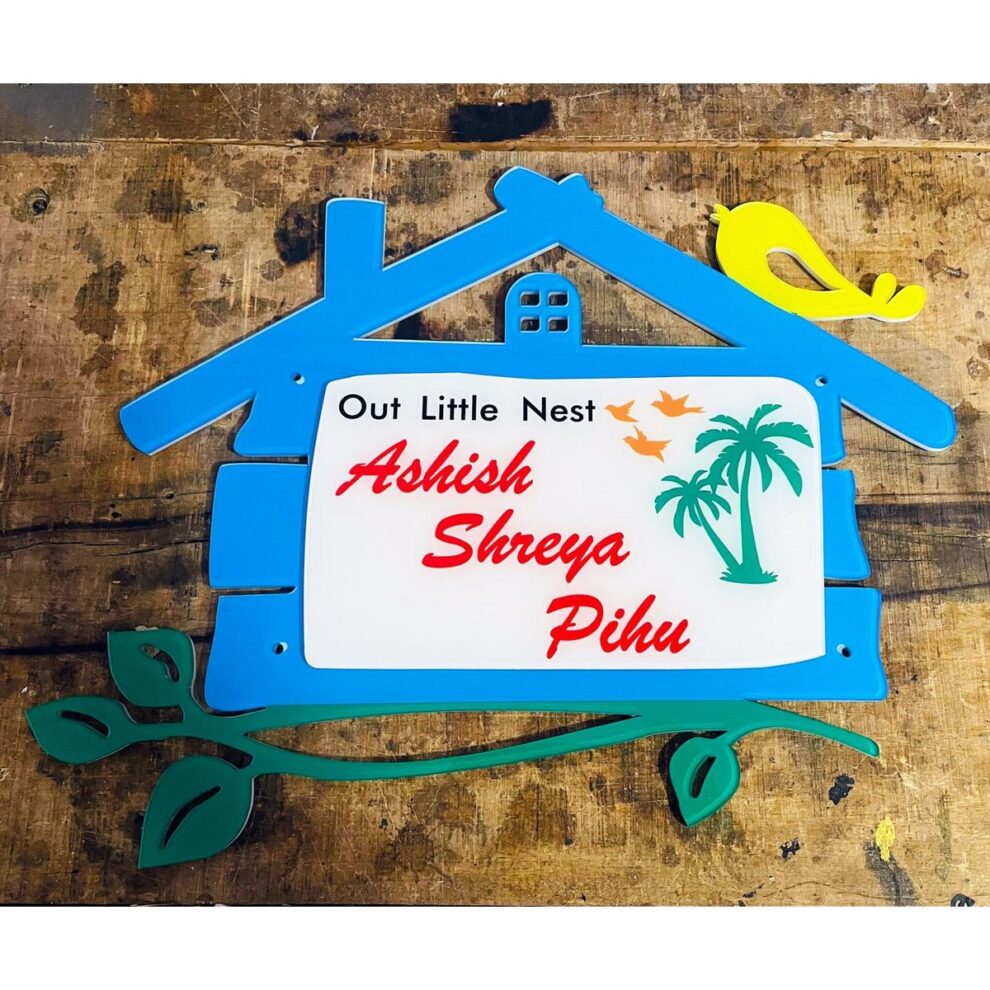 UV Printed Hut Shape Personalised Nameplate | Multicolored