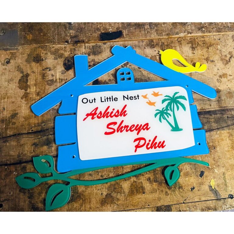 UV Printed Hut Shape Personalised Nameplate | Multicolored
