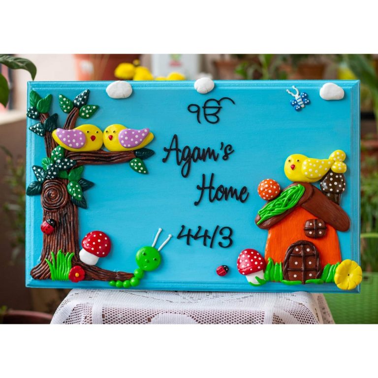 Nature Themed Customised Family Nameplate