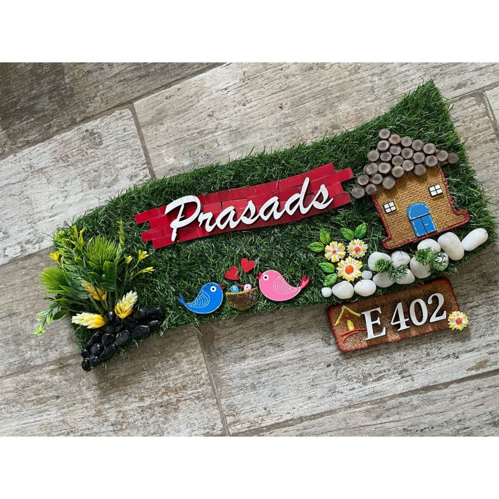 Nest in the Garden Wooden House Nameplate | Customized