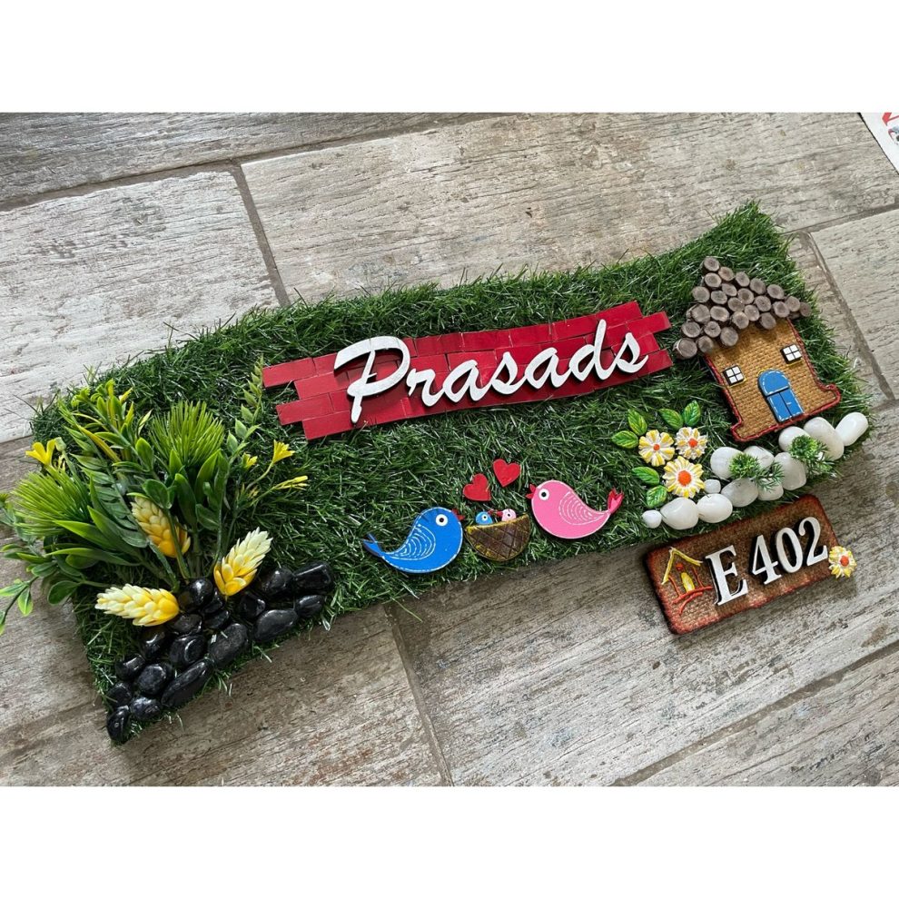 Nest in the Garden Wooden House Nameplate | Customized