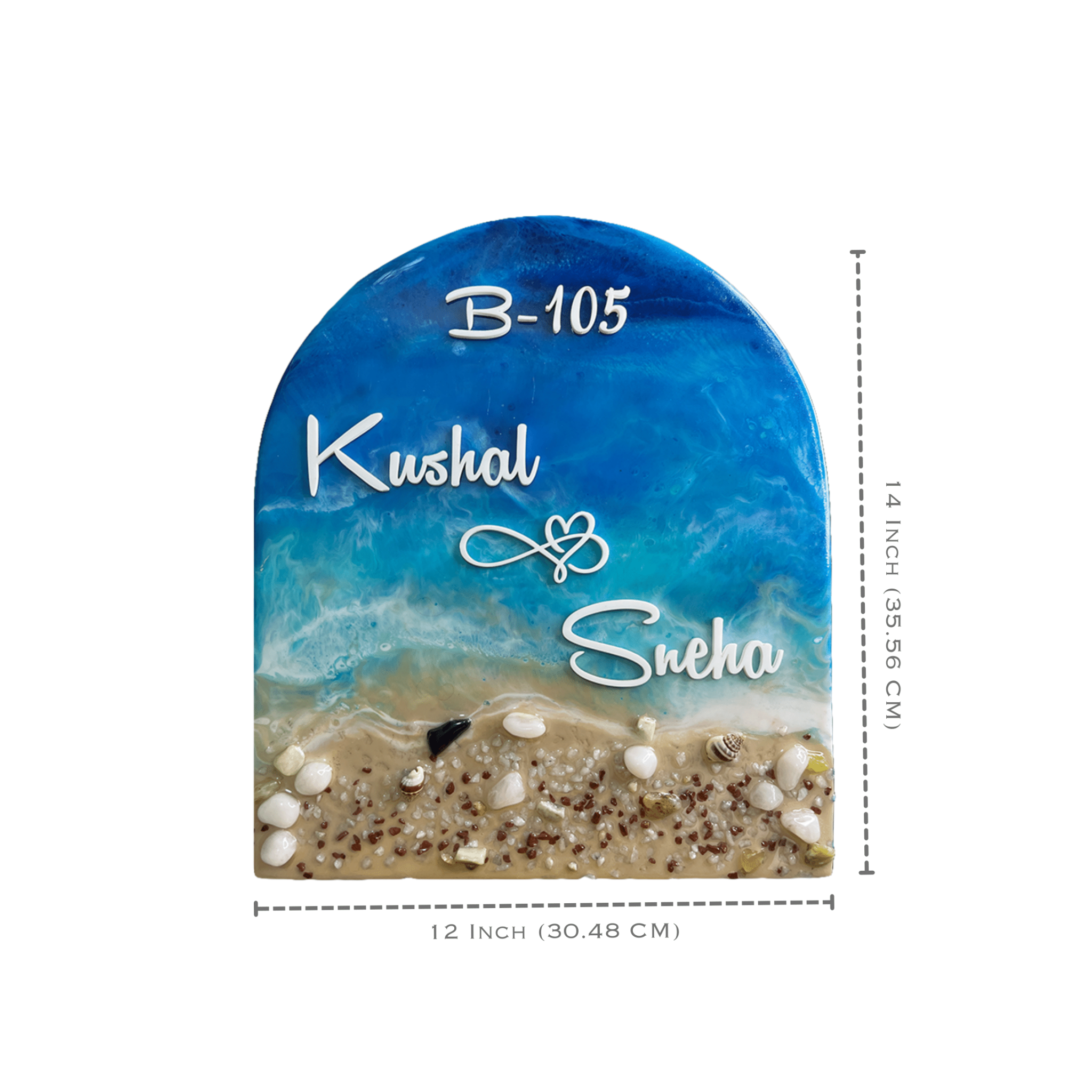 Ocean-Inspired Resin Nameplate for Couples