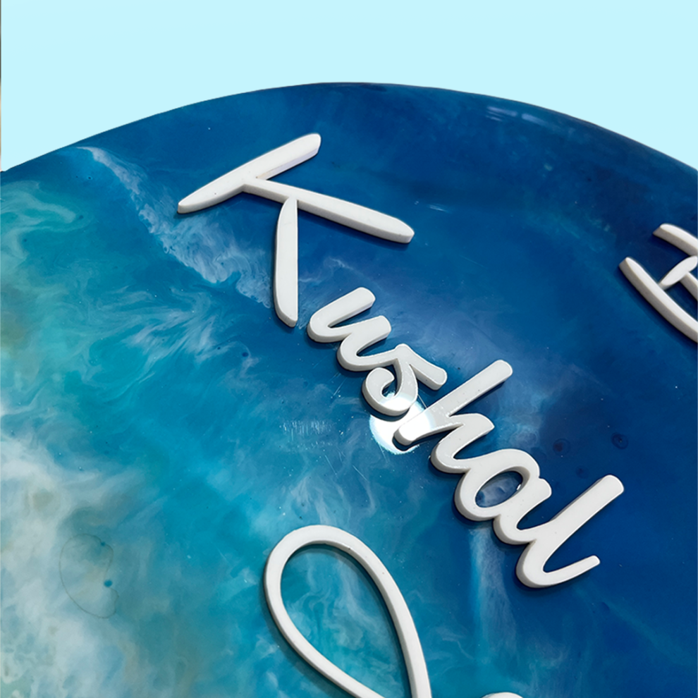 Ocean-Inspired Resin Nameplate for Couples