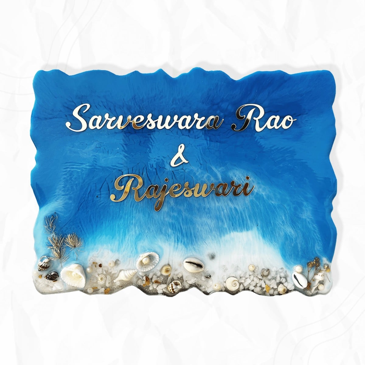 Ocean Theme Resin Casting Nameplate- Handmade & Customizable