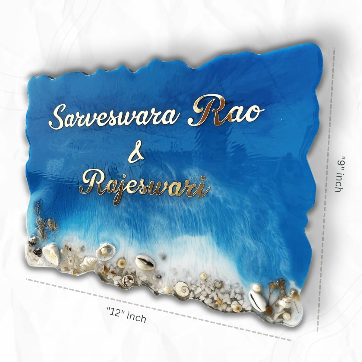 Ocean Theme Resin Casting Nameplate- Handmade & Customizable