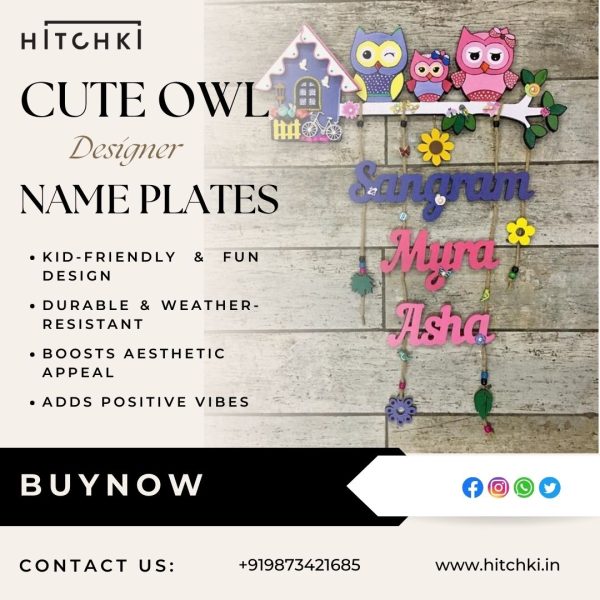 Owl Designer Name Plates for Homes & Kids | Hitchki.in