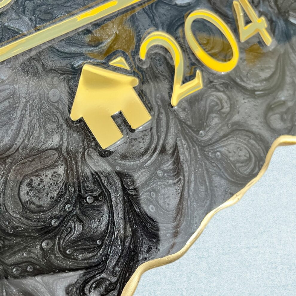 Pearl Black Mix Coated Resin Nameplate | Customized