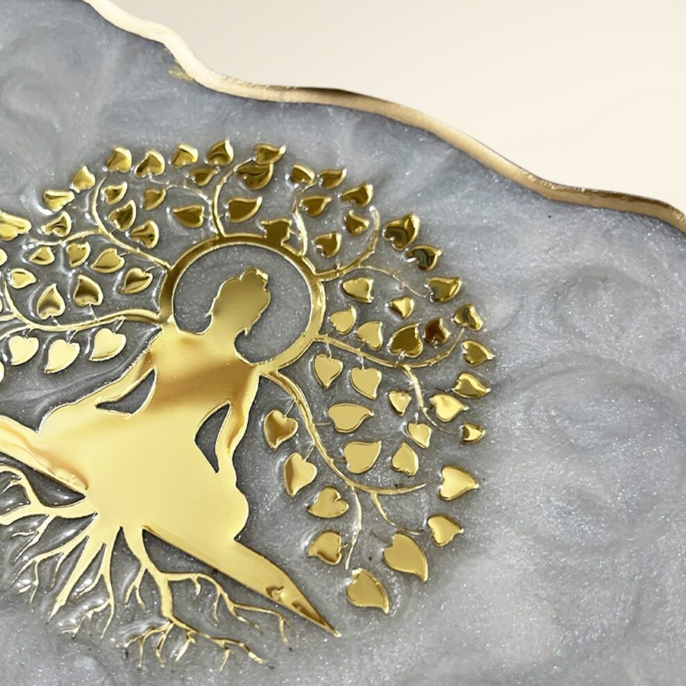 Pearl White Swirl Design Resin Nameplate | Customized