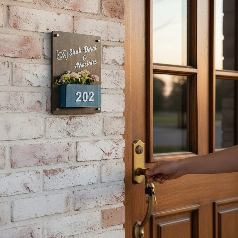 Rubber Wood Brown Polish Planter Nameplate – Shah Desai