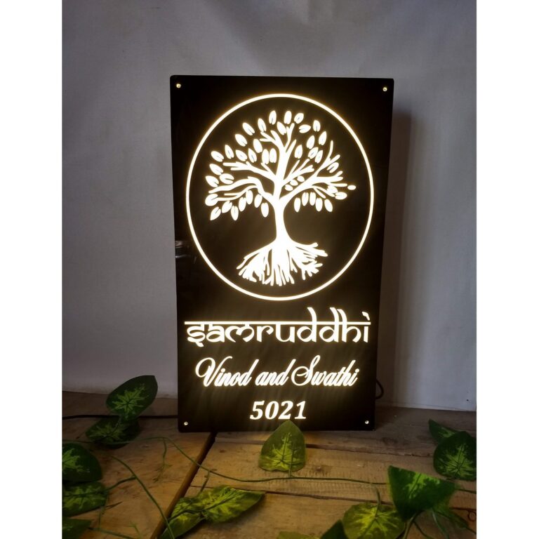 Tree Designed Acrylic LED Name Plate 🌟 Radiant Charm