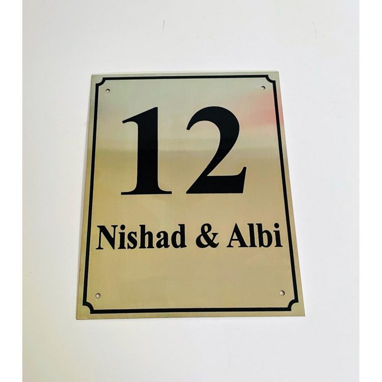 Black & Golden Acrylic Wall Name Plate For home