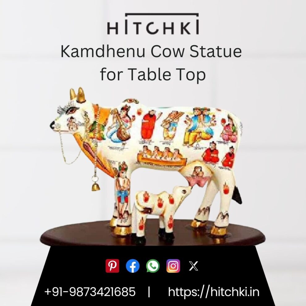 Kamdhenu Cow Statue for Table Top Decor 🐄 Sacred Grace