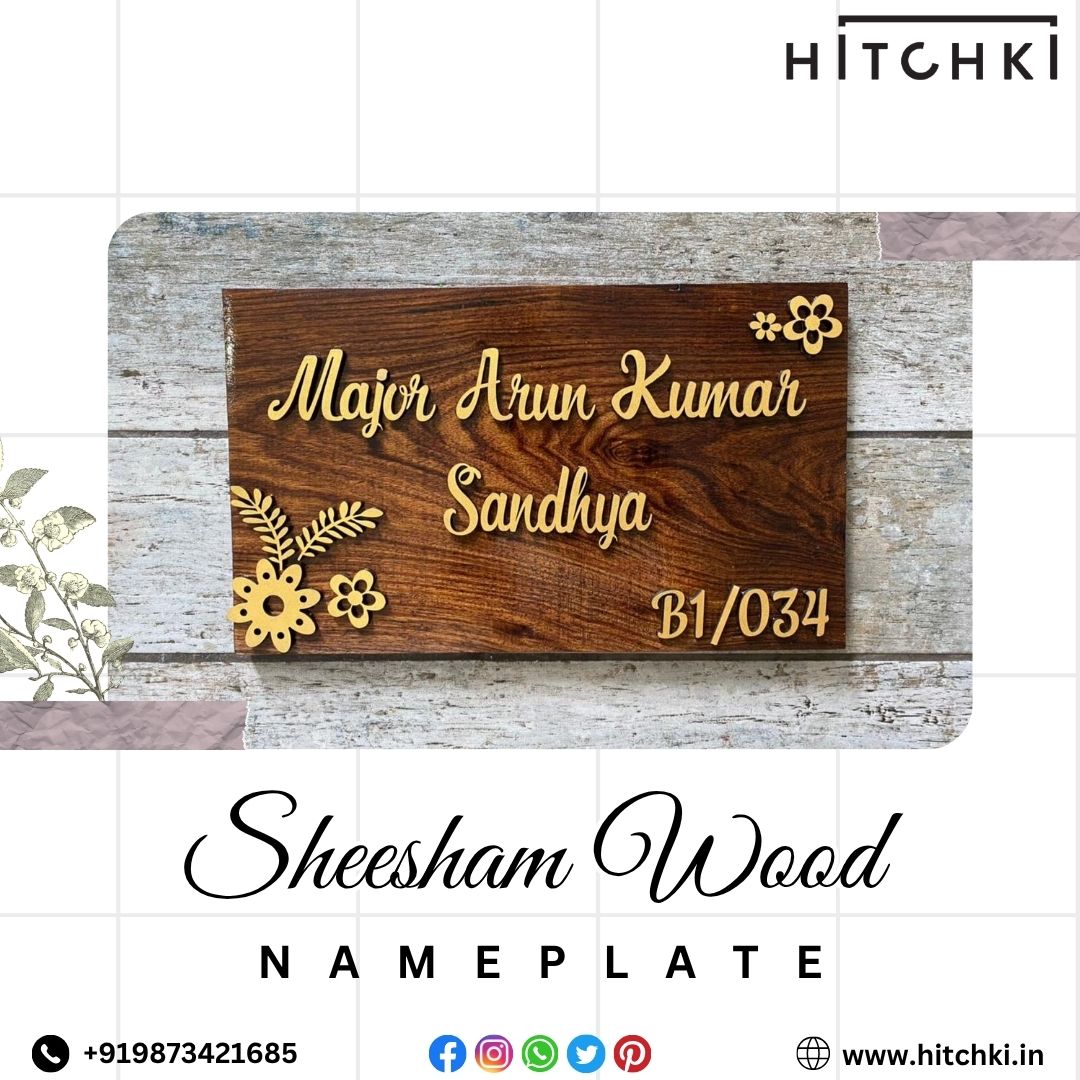Elegant Rose Wood Bengali Nameplate – Handcrafted & Custom
