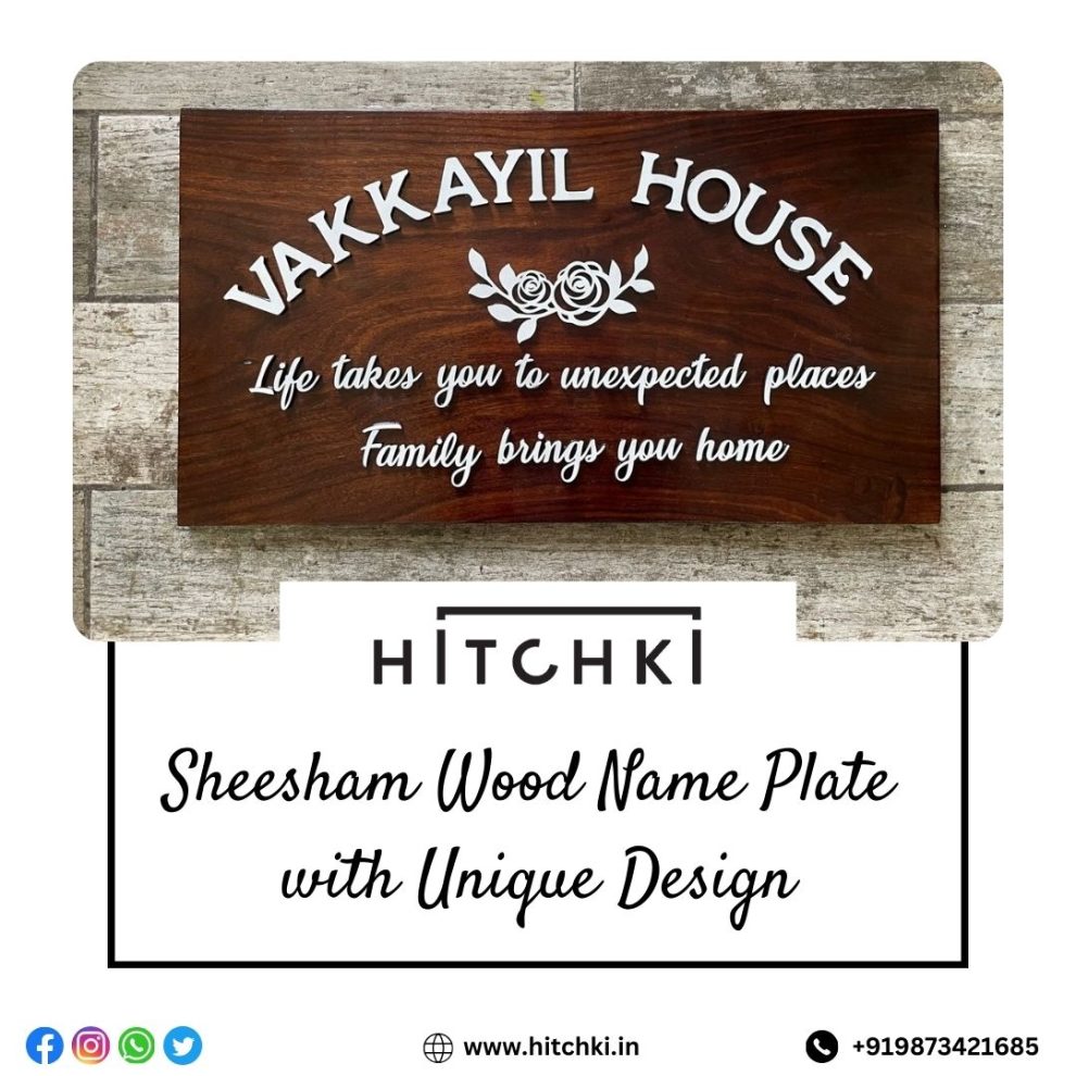 Sheesham Wood Name Plate – Luxury Handcrafted Wooden Signs