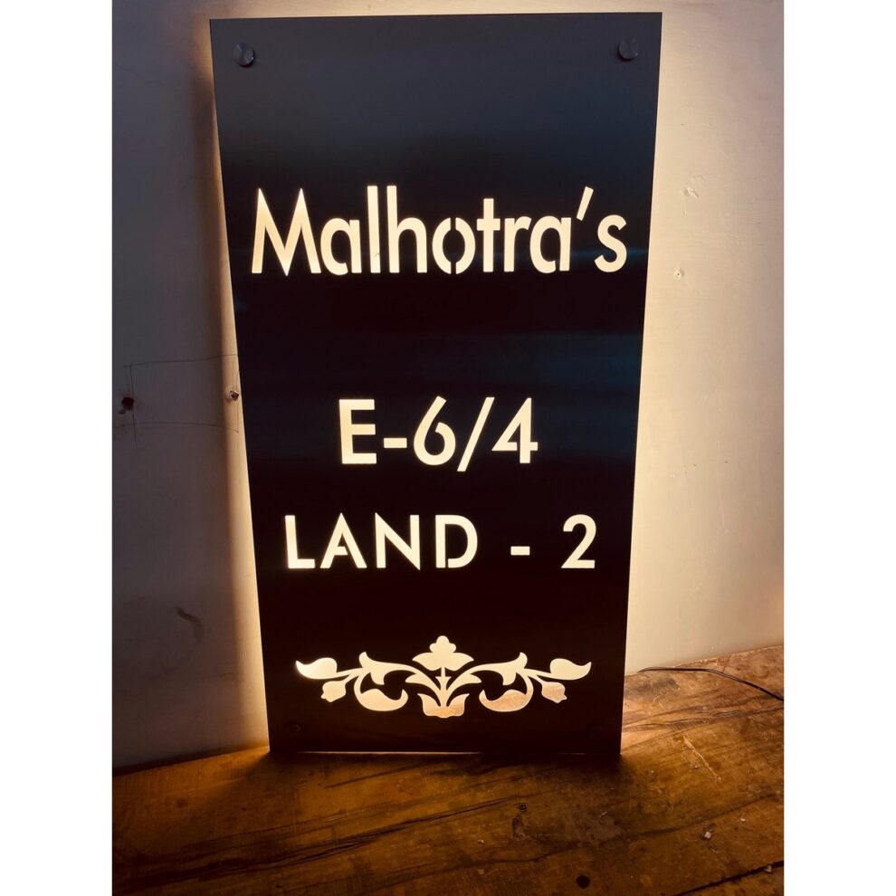 Stainless Steel 304 LED House Name Plate - Customizable