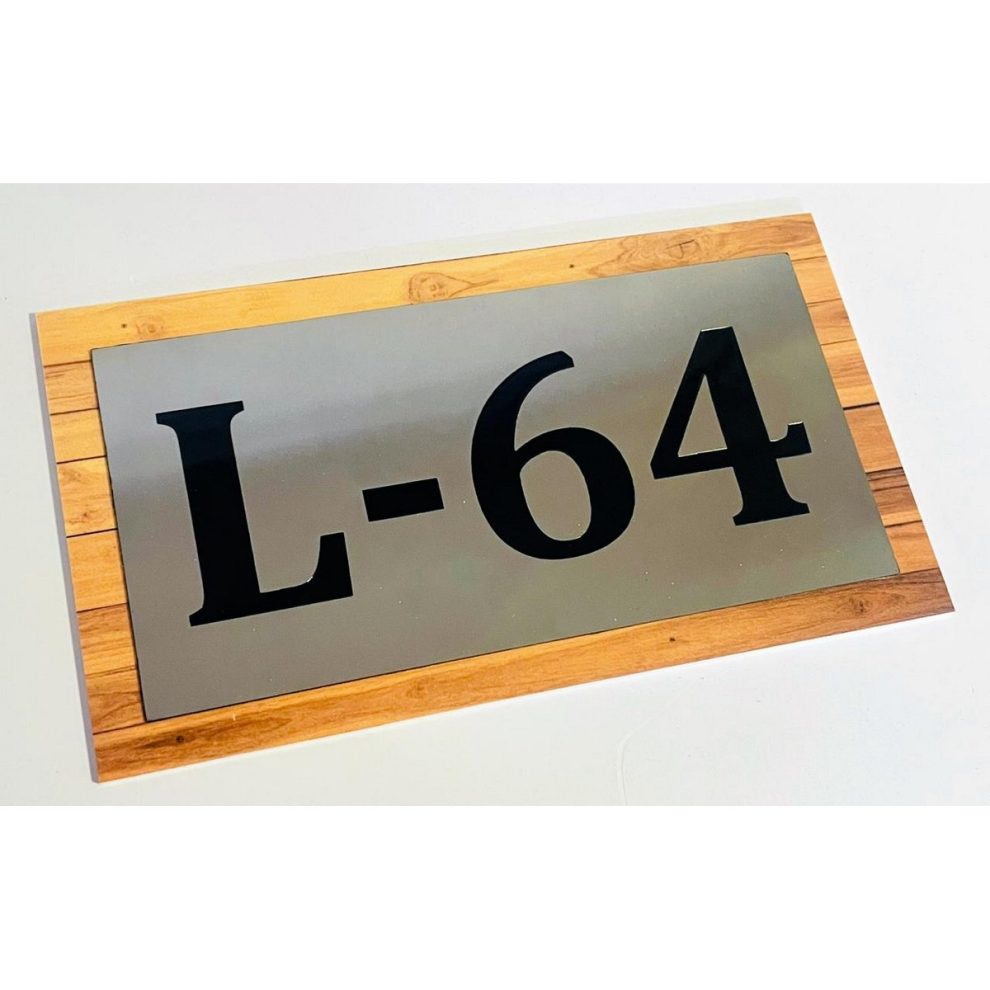 Acrylic Stainless Steel Door Name Plate with Wooden Texture