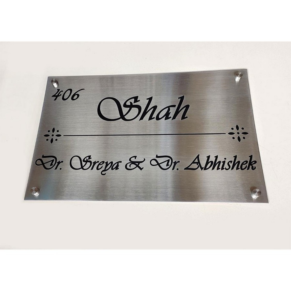 Elegant Steel Name Plate for a Timeless Home Entrance
