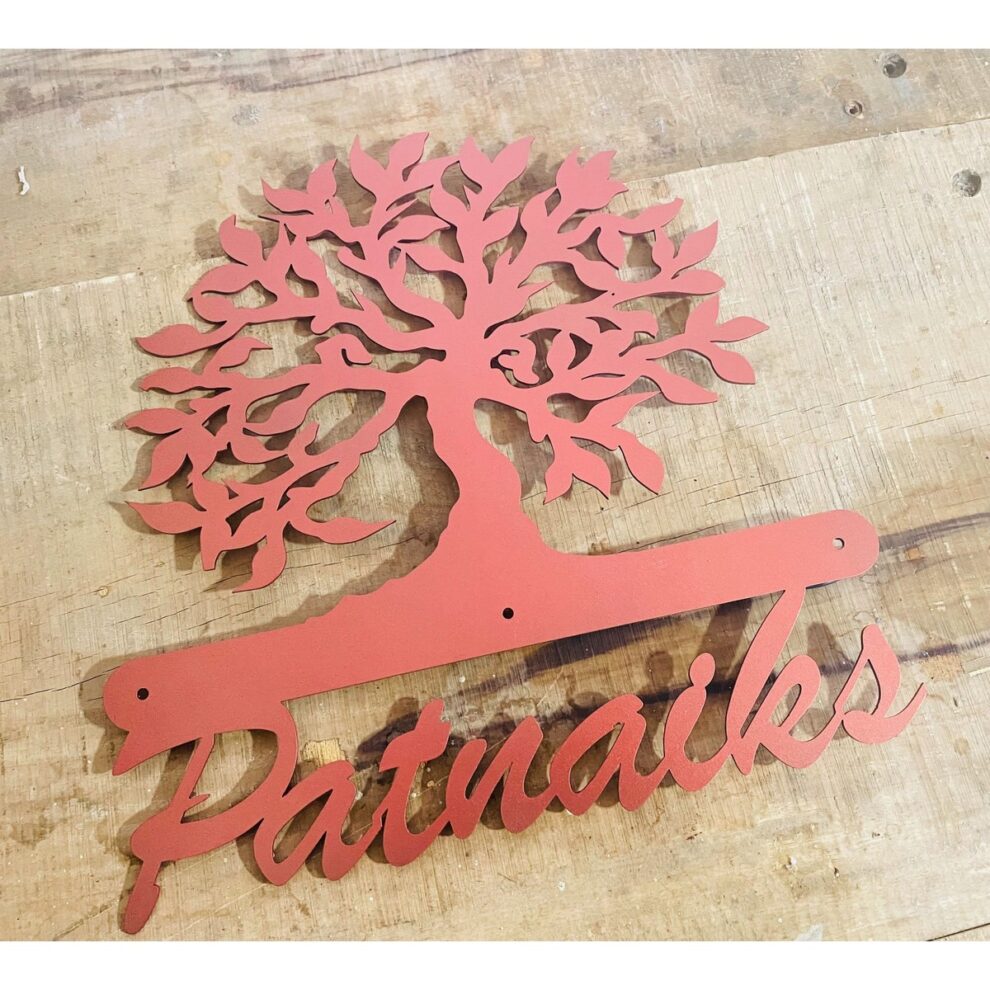 Tree Design Metal House Name Plate Rose Gold | HITCHKI
